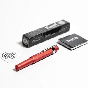 kaweco al sport fountain pen deep red, fine nib with kaweco sport octagonal clip chrome