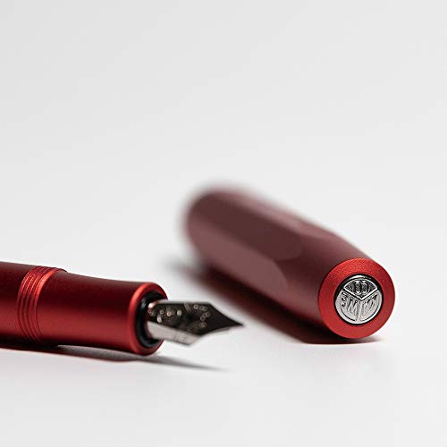 Kaweco AL Sport Fountain Pen Deep Red, Fine Nib with Kaweco Sport Octagonal Clip Chrome