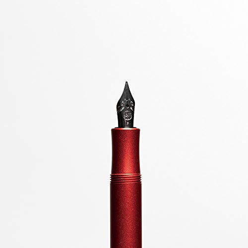 Kaweco AL Sport Fountain Pen Deep Red, Fine Nib with Kaweco Sport Octagonal Clip Chrome