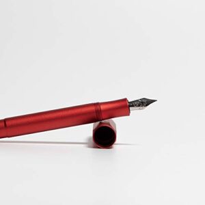 Kaweco AL Sport Fountain Pen Deep Red, Fine Nib with Kaweco Sport Octagonal Clip Chrome