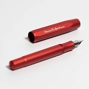 Kaweco AL Sport Fountain Pen Deep Red, Fine Nib with Kaweco Sport Octagonal Clip Chrome