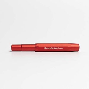 Kaweco AL Sport Fountain Pen Deep Red, Fine Nib with Kaweco Sport Octagonal Clip Chrome