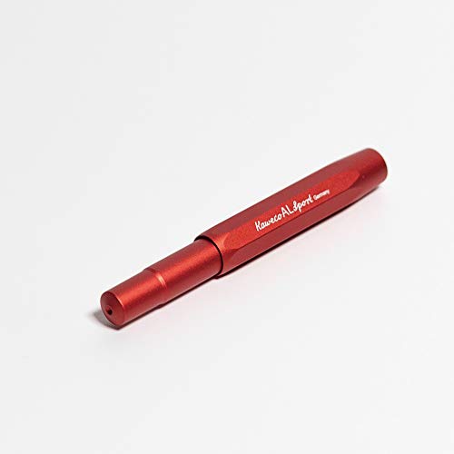 Kaweco AL Sport Fountain Pen Deep Red, Fine Nib with Kaweco Sport Octagonal Clip Chrome