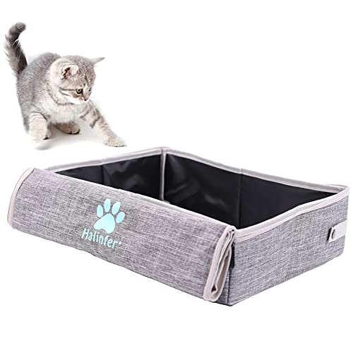 Portable Cat Travel Litter Box with Lid, Collapsible Car Cat Litter Box Waterproof and Easy to Clean