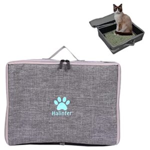 Portable Cat Travel Litter Box with Lid, Collapsible Car Cat Litter Box Waterproof and Easy to Clean