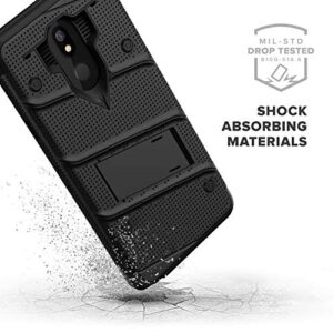 ZIZO Bolt Series for LG Stylo 5 Case Military Grade Drop Tested with Full Glass Screen Protector Holster and Kickstand Black Black