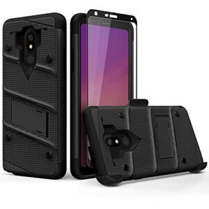 ZIZO Bolt Series for LG Stylo 5 Case Military Grade Drop Tested with Full Glass Screen Protector Holster and Kickstand Black Black