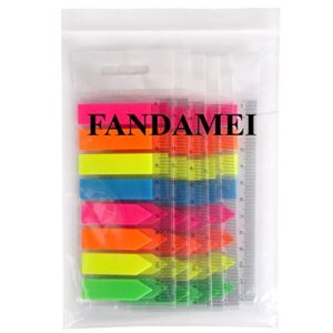 Fandamei 960 Pieces Neon Page Markers 6 Sets Translucent Page Flags Fluorescent Index Tabs Sticky Notes Tabs with 12 cm Measurement for Page Marker