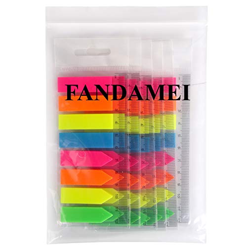 Fandamei 960 Pieces Neon Page Markers 6 Sets Translucent Page Flags Fluorescent Index Tabs Sticky Notes Tabs with 12 cm Measurement for Page Marker