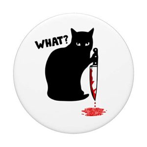 Cat What Funny Black Cat Fun Murderous Cat With Knife PopSockets PopGrip: Swappable Grip for Phones & Tablets