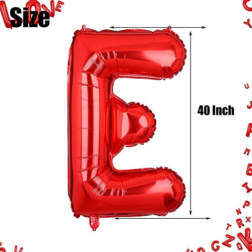 40 Inch Big Red Letter Balloons Foil Mylar Wedding Bachelorette Wedding Birthday Bridal Shower Anniversary Celebration Graduation Party Decoration Alphabet E A-Z