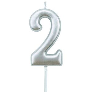 2nd birthday candle two years silvery happy birthday number 2 candles for cake topper decoration for party kids adults numeral 20 23 12 26 29 21 27 62 25