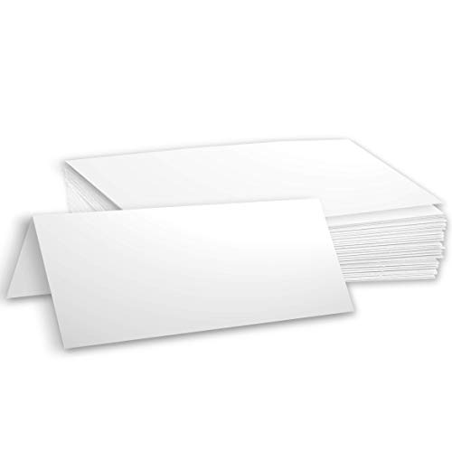 Hamilco Blank Tent Name Place Table Cards 3 1/2" x 11" Folded Card Stock - White Cardstock Paper 80lb Cover - 100 Pack