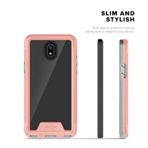 Zizo ION Series LG Aristo 4+ / LG Escape Plus Case | Military Grade Drop Tested with Tempered Glass Screen Protector (Rose Gold/Clear)