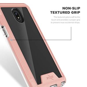 Zizo ION Series LG Aristo 4+ / LG Escape Plus Case | Military Grade Drop Tested with Tempered Glass Screen Protector (Rose Gold/Clear)