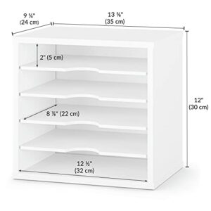 Ballucci File Organizer Paper Sorter, 5 Tier Adjustable Shelves Office Desk Organizer, 13 5/8" x 9 1/4" x 12", White