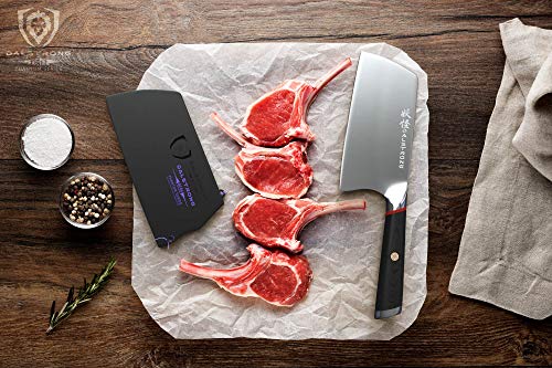 DALSTRONG Meat Cleaver Knife - 7 inch - Phantom Series - Premium Japanese High-Carbon AUS-8 Steel - Razor Sharp - Spanish Pakkawood Handle Kitchen Knife - Meat Cutting, Carving, Bone - Sheath Included