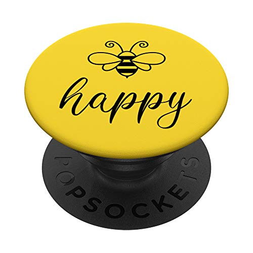 Save The Bees Honey Bee Gifts Beekeeper Yellow Be Happy Bee PopSockets Swappable PopGrip