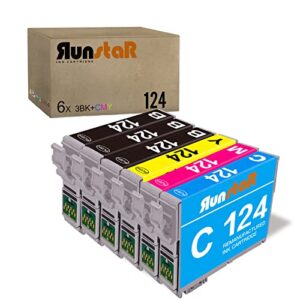 run star 124 remanufactured ink cartridge replacement for epson 124 t124 work for nx125 stylus nx127 nx130 stylus nx230 nx330 stylus nx420 nx430 workforce 320 323 325 435 printer(3bk/c/m/y,6 pack )