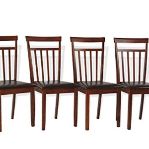 Wickerix Dining Set of 4 Dining Kitchen Side Warm Chairs with Padded Seat Contemporary Style Solid Wood in Dark Walnut Finish