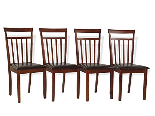 Wickerix Dining Set of 4 Dining Kitchen Side Warm Chairs with Padded Seat Contemporary Style Solid Wood in Dark Walnut Finish