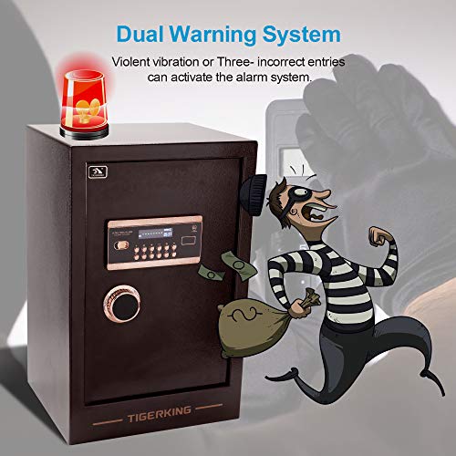 TIGERKING Burglary Digital Security Safe Box for Home Office Double Safety Key Lock and Password Safes 3.47 Cubic Feet