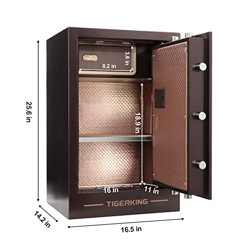 TIGERKING Burglary Digital Security Safe Box for Home Office Double Safety Key Lock and Password Safes 3.47 Cubic Feet