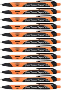 your name custom printed on our bentley rubberized two-tone soft touch ballpoint pen is a stylish, premium pen, black ink, medium point. box of 12 - personalized free (orange)