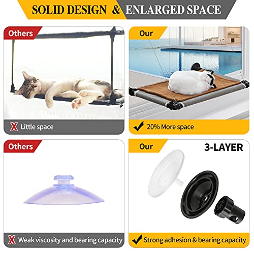 Cat Bed, Hammock Window Seat and Window Perch with Screw Suction Cups and Free Free Blanket for Large cat (One Layer-Sling)