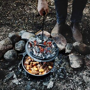 Uno Casa 6Qt Cast Iron Camping Dutch Oven with Lid Lifter and Storage Bag - Cast Iron Dutch Oven Pot with Lid, Cast Iron Camping Cookware, Camping Oven - Campfire Cooking Equipment