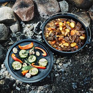 Uno Casa 6Qt Cast Iron Camping Dutch Oven with Lid Lifter and Storage Bag - Cast Iron Dutch Oven Pot with Lid, Cast Iron Camping Cookware, Camping Oven - Campfire Cooking Equipment