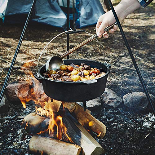 Uno Casa 6Qt Cast Iron Camping Dutch Oven with Lid Lifter and Storage Bag - Cast Iron Dutch Oven Pot with Lid, Cast Iron Camping Cookware, Camping Oven - Campfire Cooking Equipment