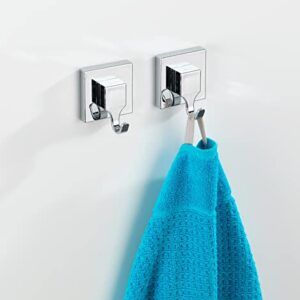 Wenko Set of 2 Towel Hooks, Coat Hooks, Acrylonitrile Butadiene Styrene (ABS), Chrome, 6 x 7 x 5 cm