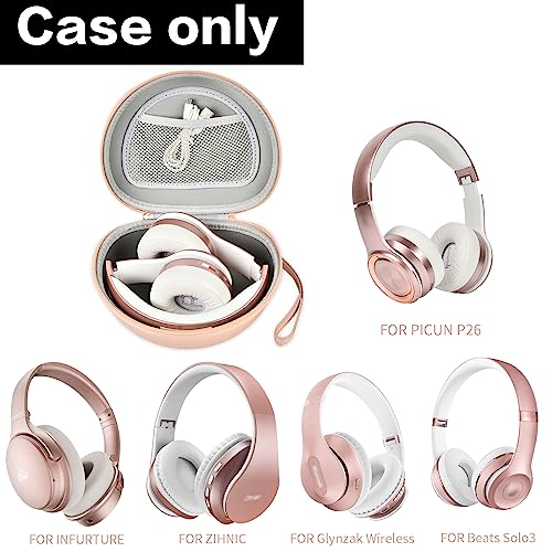 Extra Large Headphone Case Compatible with Beats Solo3/ Solo2/ for Beats Studio3/ for Picun P26/ for Elecder i39/ for Mpow and More Foldable Bluetooth Wireless Headset - Rose Gold