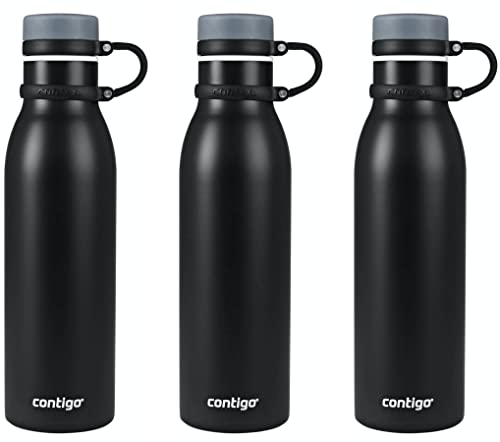 Contigo Matterhorn Stainless Steel Water Bottle, 20 oz - Matte Black (3-Pack)