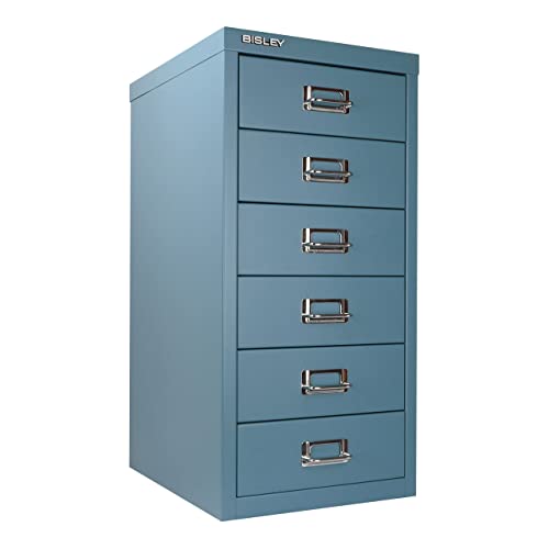 Bisley 6 Drawer Steel Under-Desk Multidrawer Storage Cabinet, Steel Blue (MD6-SB)