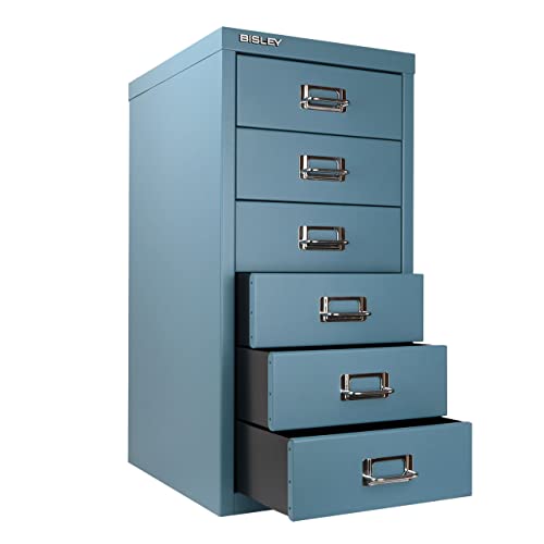 Bisley 6 Drawer Steel Under-Desk Multidrawer Storage Cabinet, Steel Blue (MD6-SB)