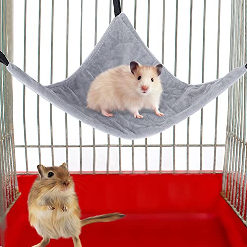 Small Animal Hammock Hanging Bed Sleeper Pet Nap Cage Accessories for Parrot Sugar Glider Hamster Ferret Squirrel Guinea Pig (Gray)