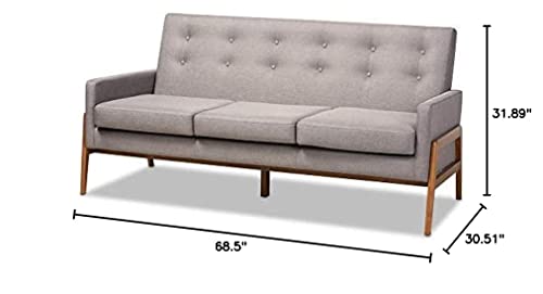 Baxton Studio Sofas, One Size, Light Grey/Walnut