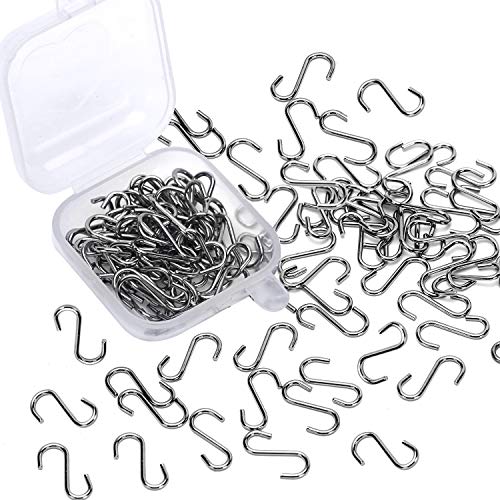 Senkary 100 Pieces 0.55 Inch Length Mini S Hooks Extra Small S Hooks Metal S-Shaped Hooks for Crafts, Jewelry and Hanging (Silver)