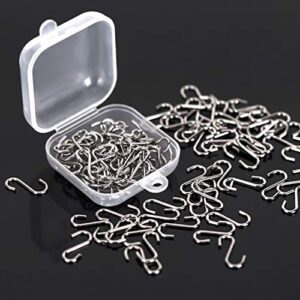 Senkary 100 Pieces 0.55 Inch Length Mini S Hooks Extra Small S Hooks Metal S-Shaped Hooks for Crafts, Jewelry and Hanging (Silver)