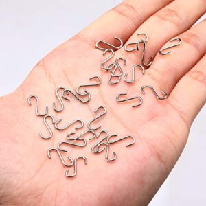 Senkary 100 Pieces 0.55 Inch Length Mini S Hooks Extra Small S Hooks Metal S-Shaped Hooks for Crafts, Jewelry and Hanging (Silver)