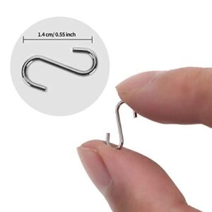 Senkary 100 Pieces 0.55 Inch Length Mini S Hooks Extra Small S Hooks Metal S-Shaped Hooks for Crafts, Jewelry and Hanging (Silver)