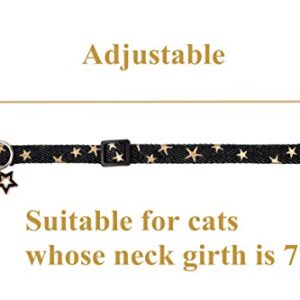 Star Charm Studded Cat Collar Breakaway with Bell,Black Puppy Collars for Small Dogs