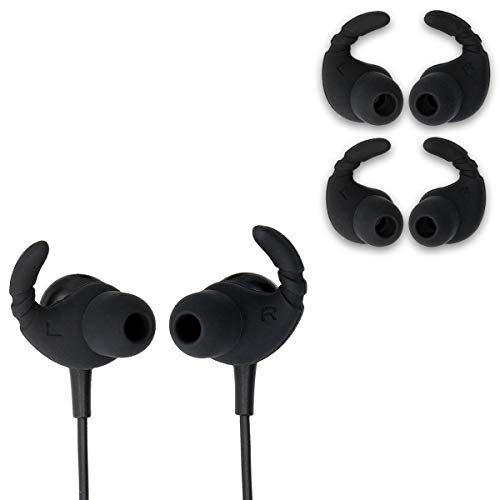 kwmobile Set of 6 Silicone Covers - Soft Protective Universal Earbud Covers and Ear Hooks for Many Types of Earphones - Black