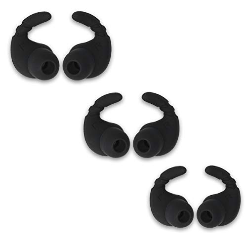 kwmobile Set of 6 Silicone Covers - Soft Protective Universal Earbud Covers and Ear Hooks for Many Types of Earphones - Black