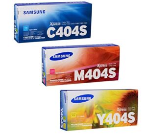 samsung clt-c404s, clt-m404s, clt-y404s toner cartridge set cyan, magental yellow - 1 each in retail packing