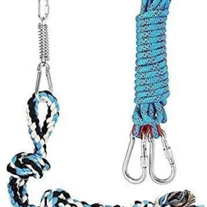 DIBBATU Spring Pole Dog Rope Toys with a Big Spring Pole Kit, Strong Dog Rope Toy and a 16ft Rope for Pitbull & Medium to Large Dogs Outdoor Hanging Exercise Rope Pull & Tug of War Toy-Muscle Builder