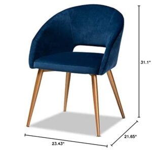 Baxton Studio Dining Chairs, Navy Blue/Gold