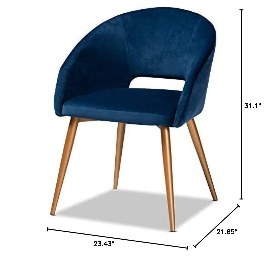 Baxton Studio Dining Chairs, Navy Blue/Gold